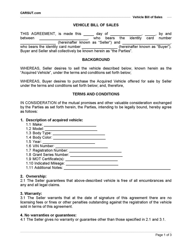 Bill of sale